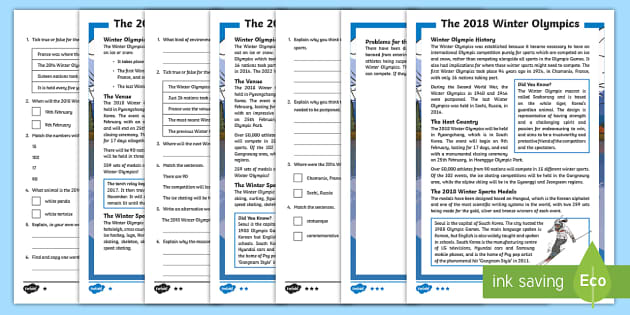 KS2 Winter Olympics Differentiated Reading Comprehension Activity