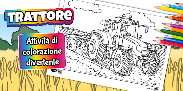 Foglio da colorare: Trattore - Twinkl Italia
