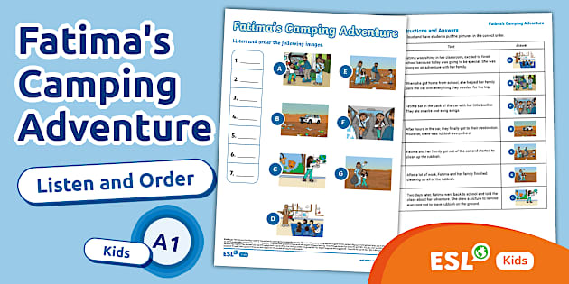 ESL Listen and Order: Fatima's Camping Adventure [Kids, A1]