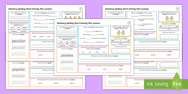 * NEW * Year 3 and 4 Statutory Spelling Words Activity Mat Pack