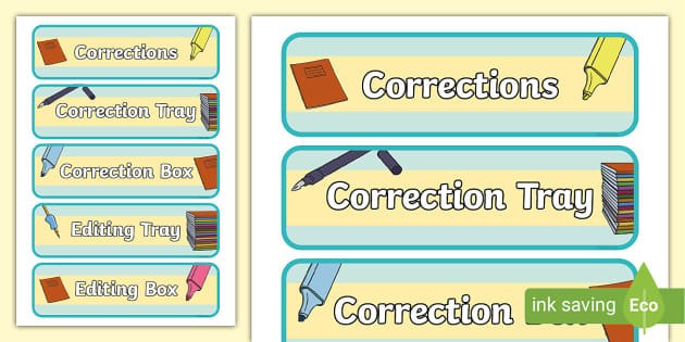 Corrections Tray Labels (teacher made) - Twinkl