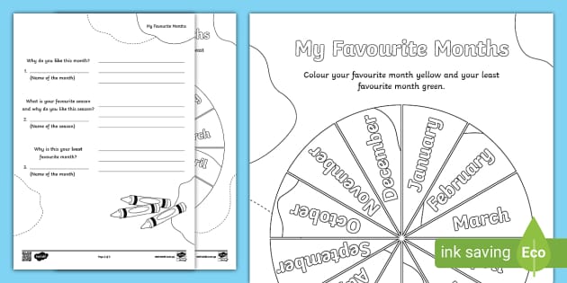 My Favourite Months Worksheet (teacher made) - Twinkl