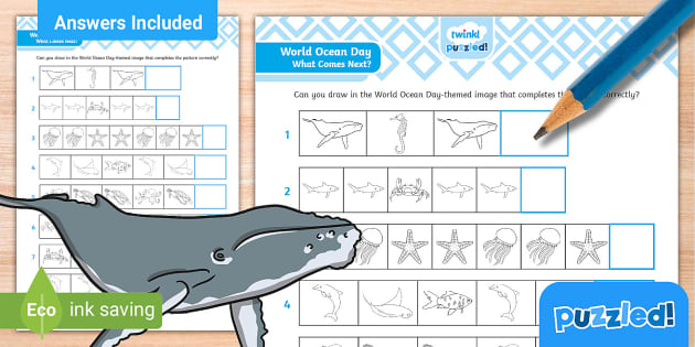 World Ocean Day What Comes Next? Pattern Activity - Puzzled