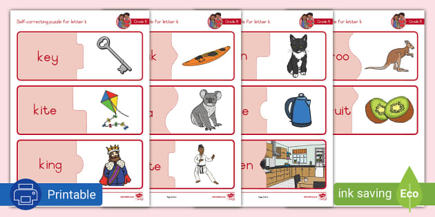 Grade R Phonics: Self-correcting Puzzles Letter k - Twinkl