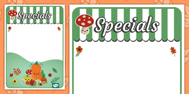 Autumn Market-Themed Specials Display Poster - Twinkl