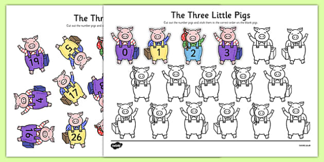 The Three Little Pigs Number Ordering 0-31 (teacher made)
