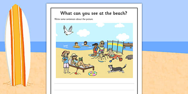 Beach Scene Writing Stimulus Picture Worksheet Worksheet Worksheet
