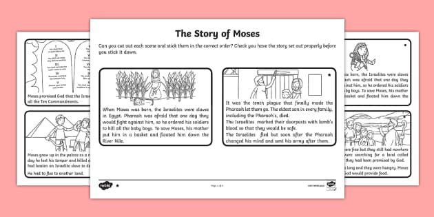 The Story of Moses Differentiated Sequencing Worksheet