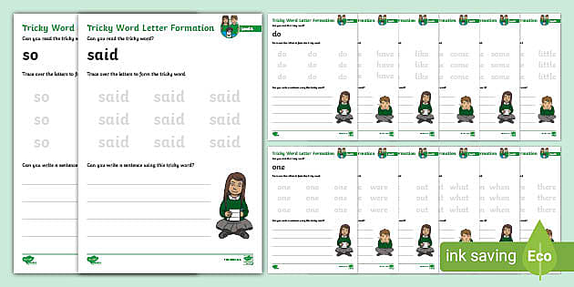 Phonics Level 4 Back to School Tricky Word Letter Formation Activity