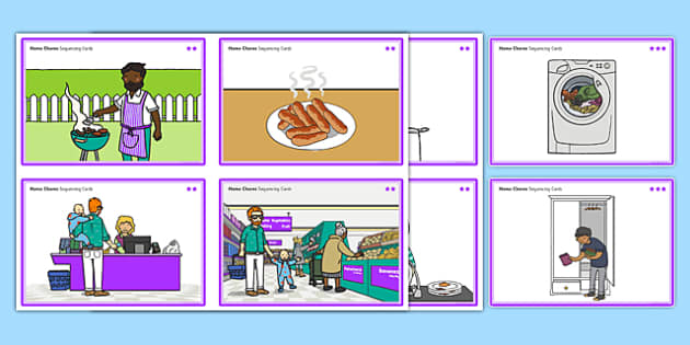Home Chores Sequencing Cards Differentiated (teacher made)