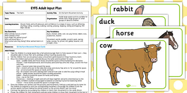 On the Farm Movement Activity EYFS Adult Input Plan Resource Pack