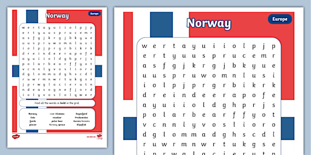 KS1 Norway Word Search - Twinkl