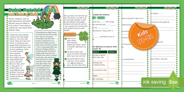 Saint Patrick's Day Kids [B1-B2] (teacher made) - Twinkl