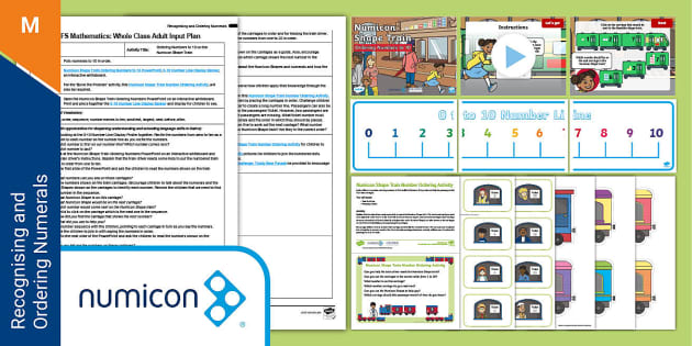 EYFS Maths: Ordering Numbers to 10 on the Numicon Shape Train Whole Adult