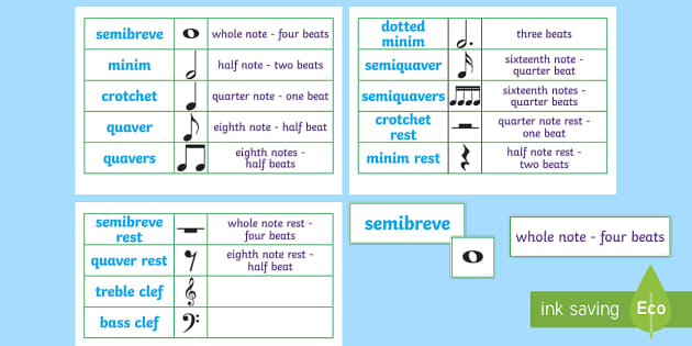 Musical Note Matching Cards - Musical Note Matching Cards - Music, note