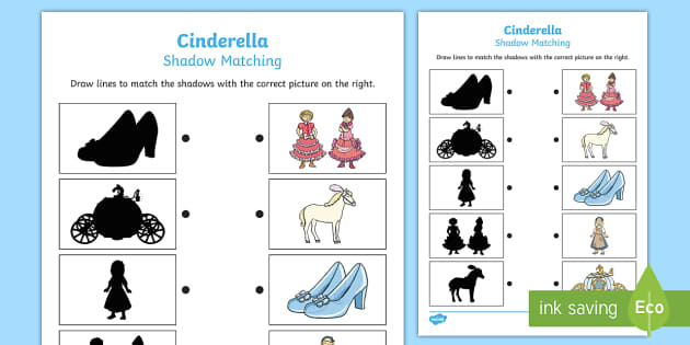 Cinderella Shadow Matching Worksheet / Worksheet - Twinkl