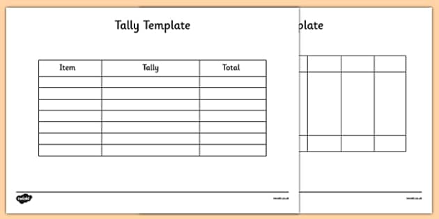 Tally Template Tally Template Tally Chart Graph Maths
