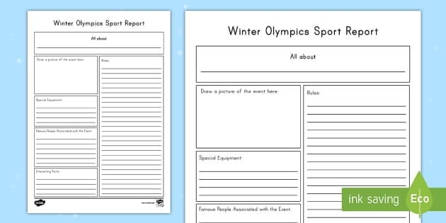 Winter Olympics Sport Report - Twinkl