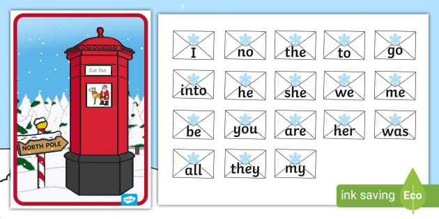 Christmas Cards Phase 2 and 3 Tricky Words Activity - Twinkl