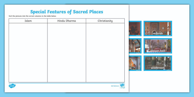 Special Features of Places of Worship Sorting Activity