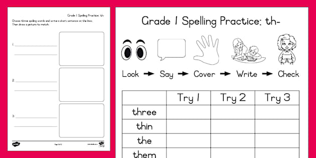 Grade 1 th- Phonics Spelling Practice Sheets (teacher made)