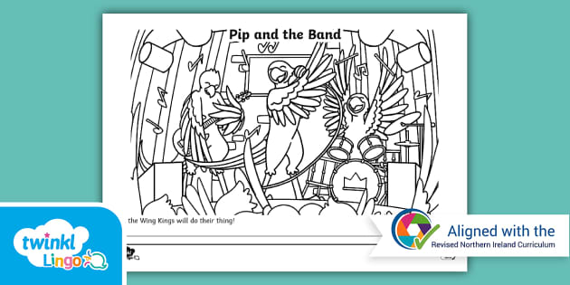 Pip and the Band Colouring Page (professor feito) - Twinkl