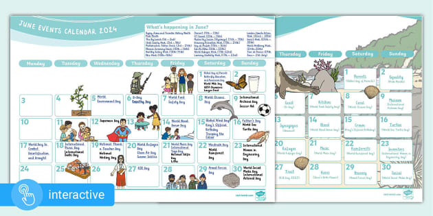 June Events and Play-Along Calendar Pack (2024) - Twinkl