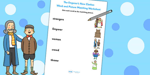 The Emperor's New Clothes Word and Picture Match - Twinkl