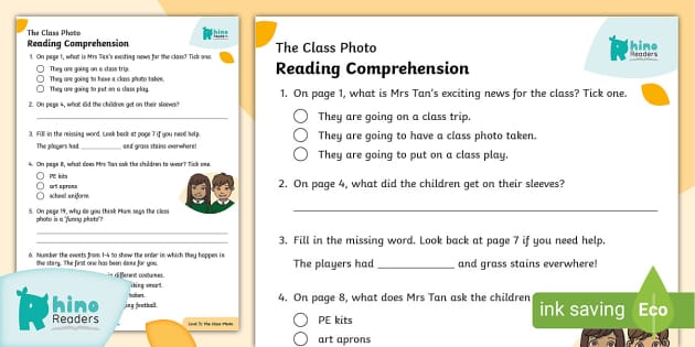 Level 5c The Class Photo: Reading Comprehension - Twinkl