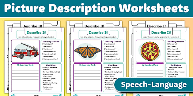 Picture Description Worksheets for SLP