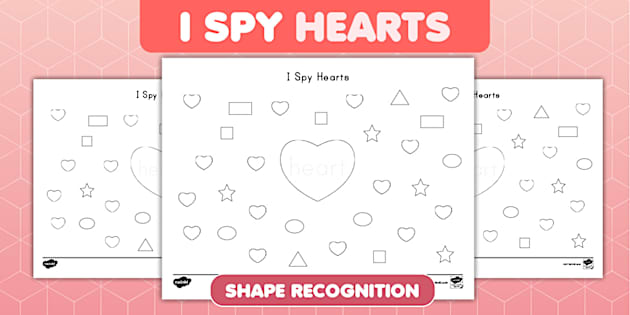 I Spy Hearts: Shape Recognition & Tracing Worksheet