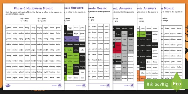 Halloween Phase 6 Phonics Mosaic Activity Pack