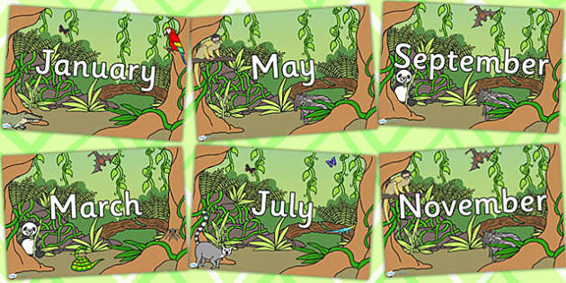 FREE! - Jungle Themed Months of the Year Posters