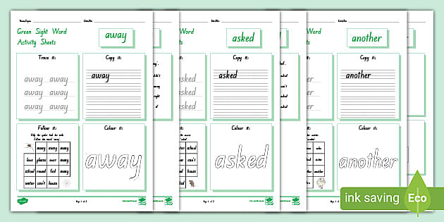 New Zealand Green Sight Words Worksheets