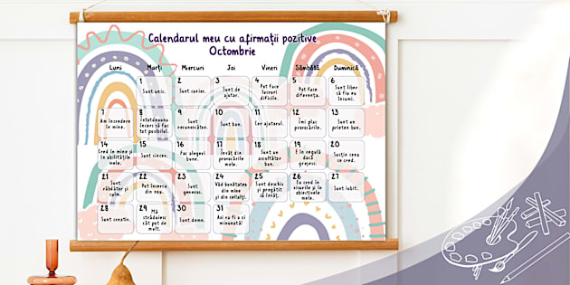 Calendarul meu cu afirmații pozitive: Octombrie– Planșă