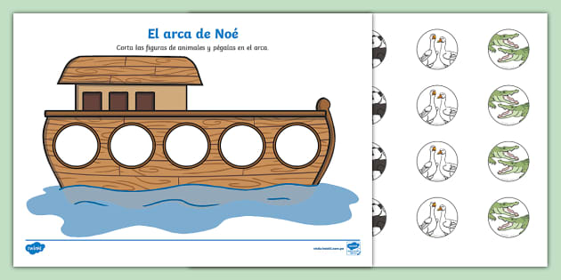 Hoja de trabajo para cortar y pegar del Arca de Noé