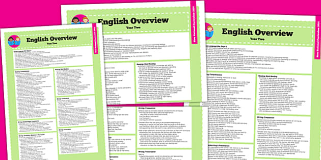 2014 National Curriculum Year 2 English Curriculum Overview