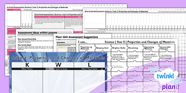 Science: Properties and Changes of Materials Year 5 Unit Assessment Pack
