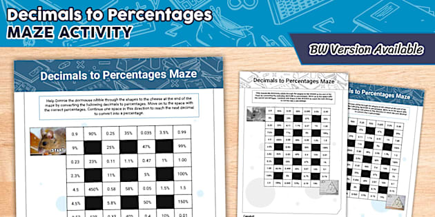 Decimals to Percentages Maze