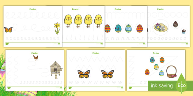Easter Pencil Control Worksheets (teacher made) - Twinkl