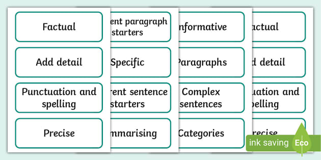 Level 2 Writing - Information Report Word Cards - Twinkl