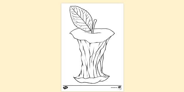 Apple Core Colouring Sheet (Teacher-Made) - Twinkl