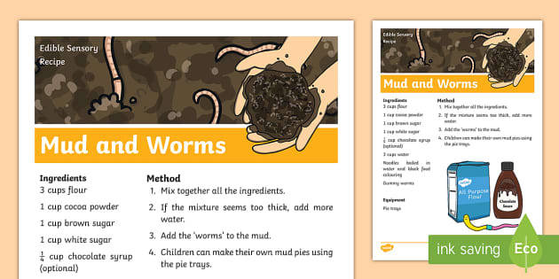 Mud and Worm Edible Sensory Recipe (teacher made)