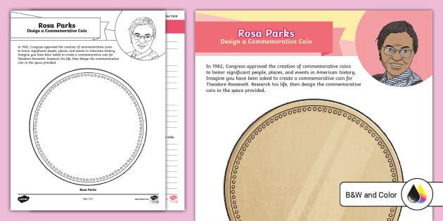 Rosa Parks Design a Commemorative Coin Activity for 6th-8th