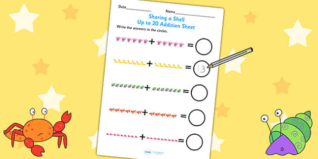 FREE! - Up to 20 Addition Sheet to Support Teaching on Sharing a Shell