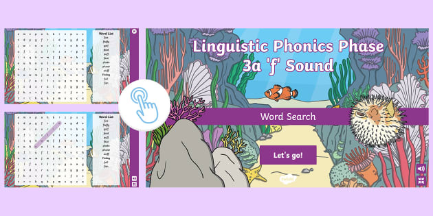 Linguistic Phonics Phase 3a 'f' Sound Interactive Word Search