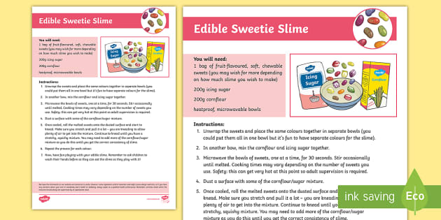 Edible Sweetie Slime Craft Instructions - Twinkl