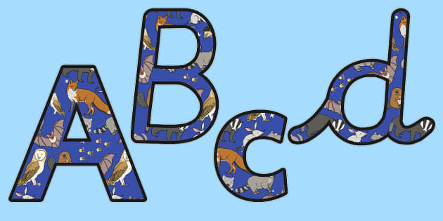 Nocturnal Animals Themed Size Editable Display Lettering - animal