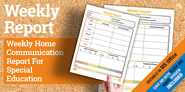 Special Education Weekly Report Template