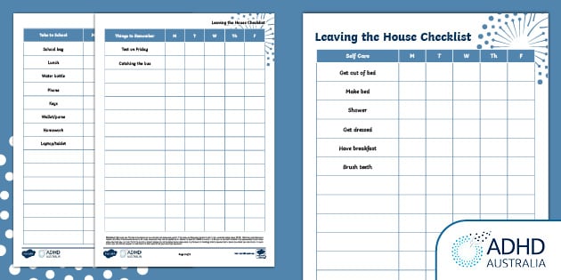Editable Daily ADHD Leaving the House Checklist